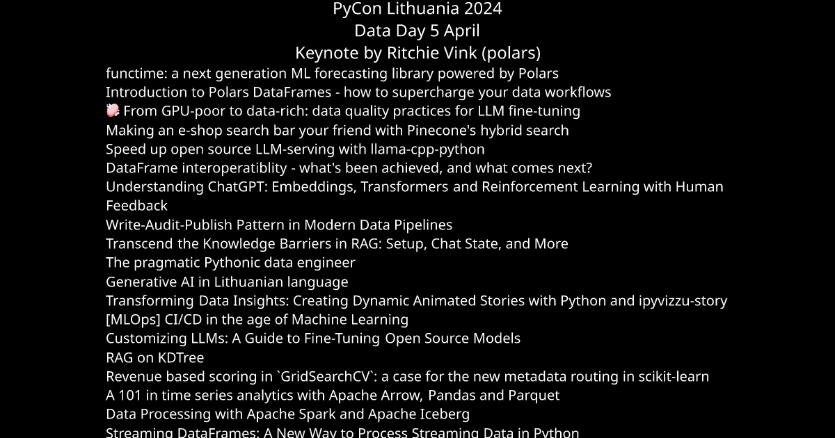 Data Day 5 April Pycon Lithuania 2024 